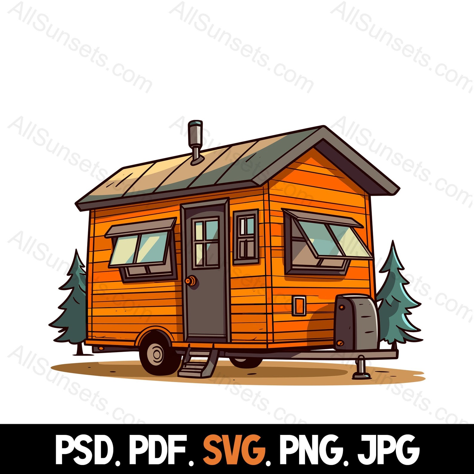 Tiny Home Trailer Svg Png Jpg Psd Pdf File Types Small Home on Wheels ...