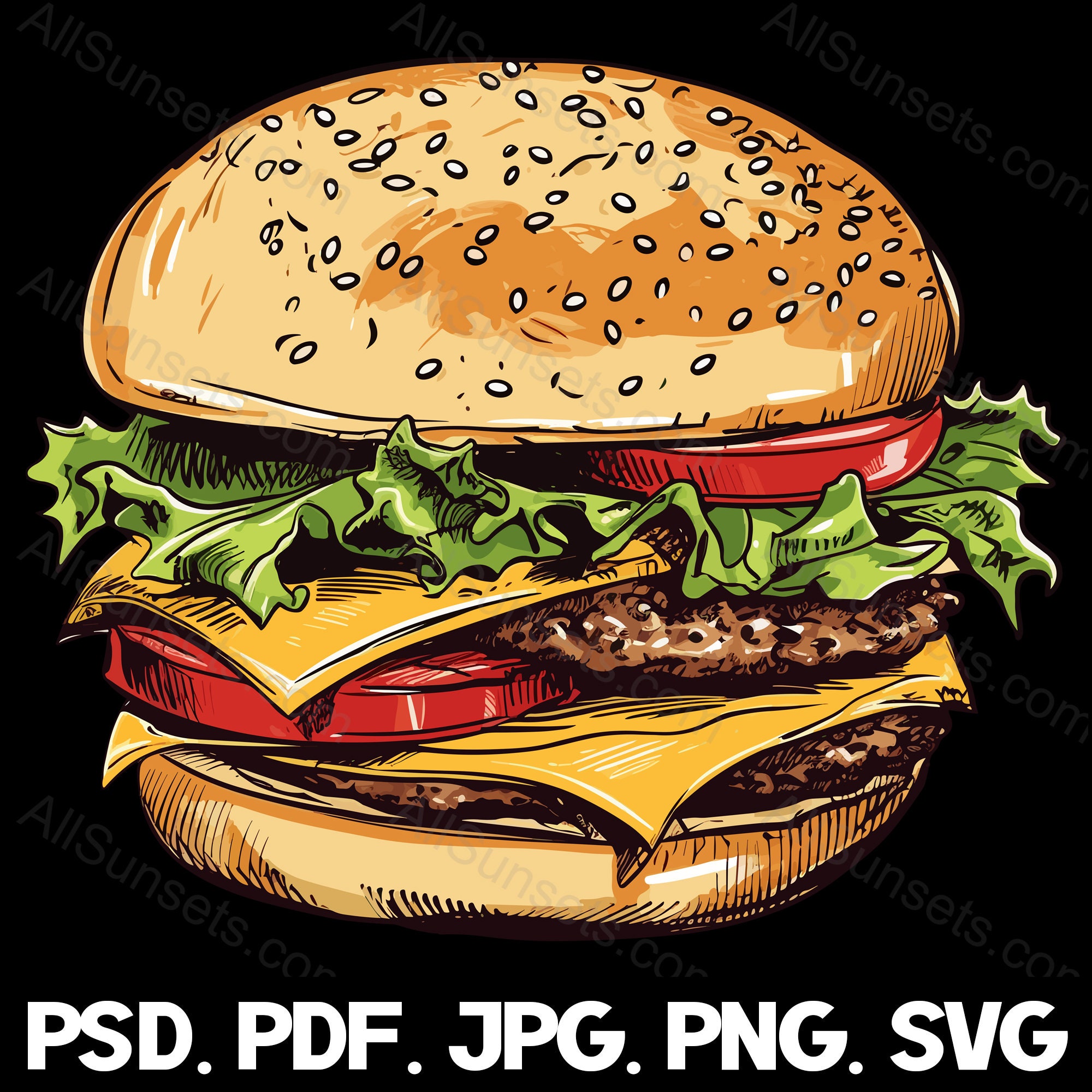 Cheeseburger Food Logo Svg Png Psd Jpg Pdf File Types Full - Etsy