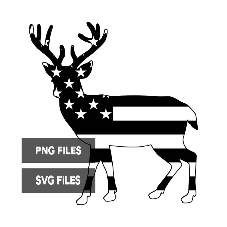 Buck Deer Shape American Flag PNG SVG Patriotic Clipart USA - Etsy