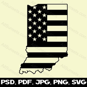 Indiana State Shape American Flag Svg Png Jpg Pdf Psd File Types ...