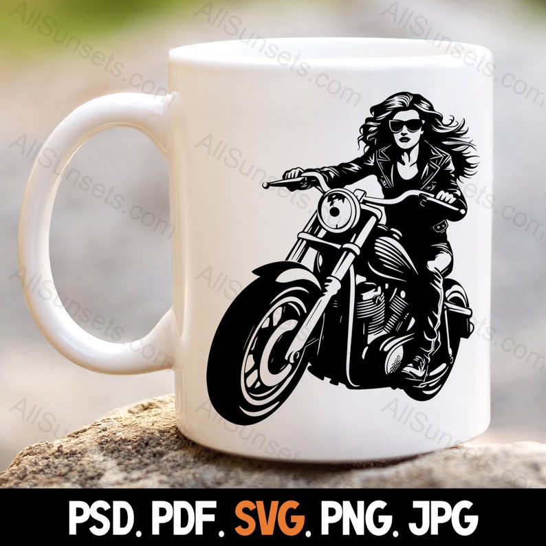 Female Motorcycle Rider Biker Mom Silhouette Svg Png Psd Jpg Pdf File ...