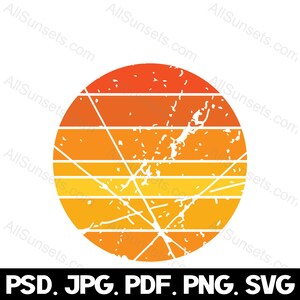Distressed Round Retro Sunset Svg Png Psd Jpg Pdf File Types Grunge ...