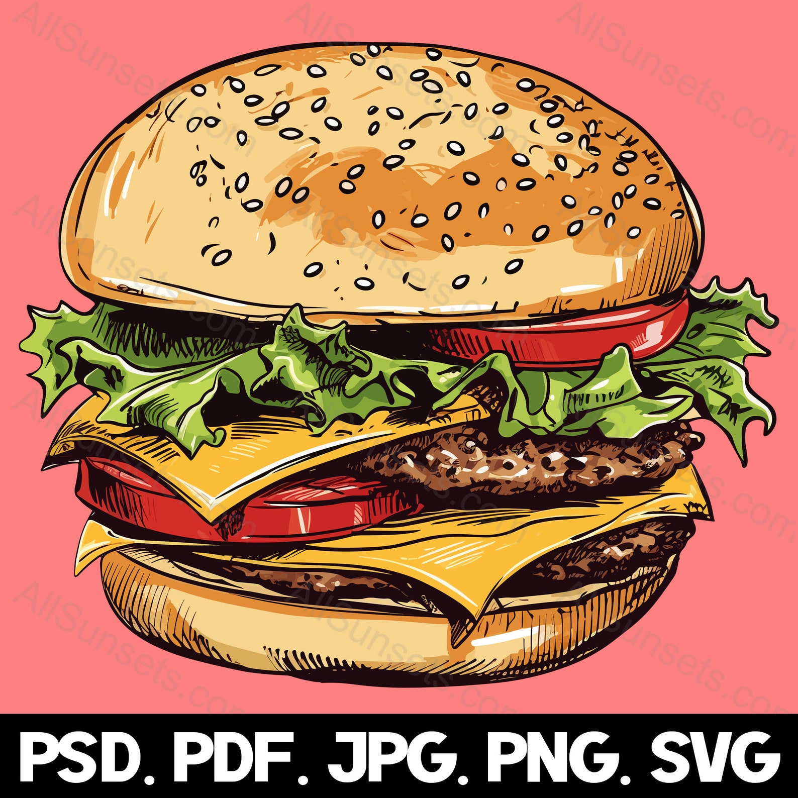 Cheeseburger Food Logo Svg Png Psd Jpg Pdf File Types Full - Etsy