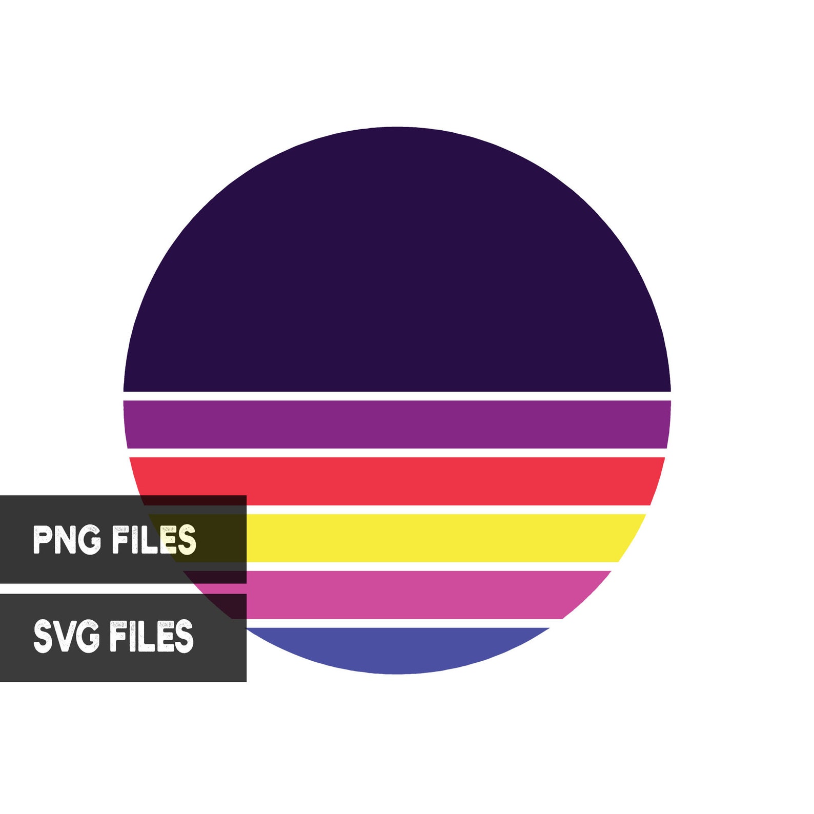 80s 6 Color Retro Sunset Circle Svg Png Jpg Psd Pdf File Types - Etsy