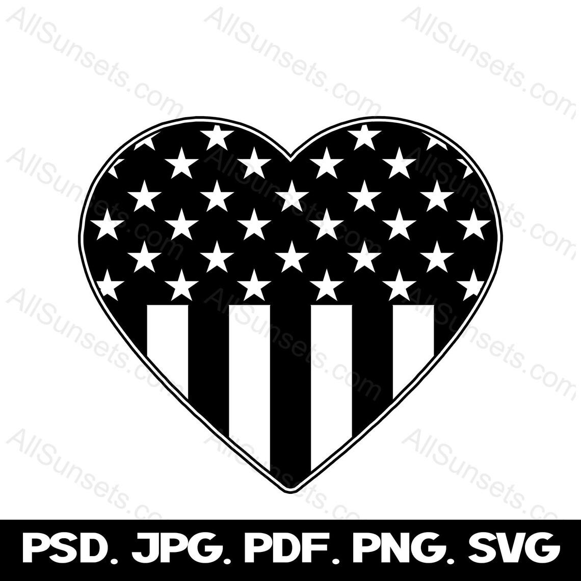 American Flag Heart Svg Png Psd Pdf Jpg File Types Single - Etsy
