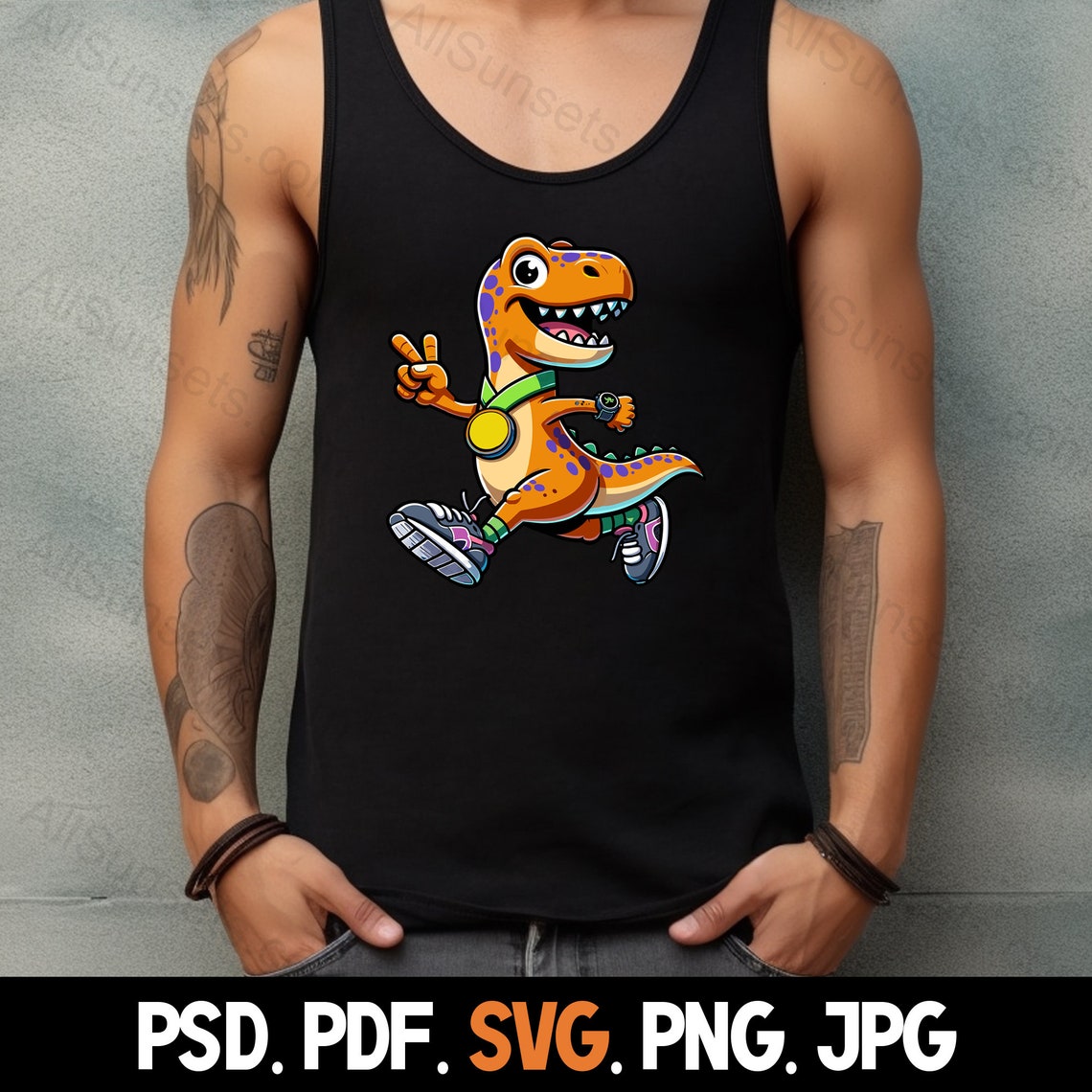 T-rex Dinosaur Jogging Svg Png Pdf Psd Jpg File Types Running Half ...