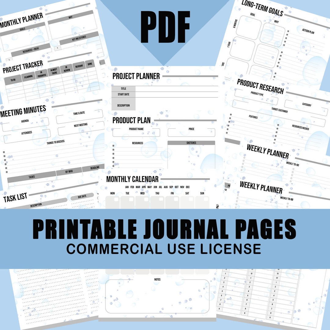 Project Planner Printable PDF Blue Balloons and Confetti Themed 2 Pdfs ...