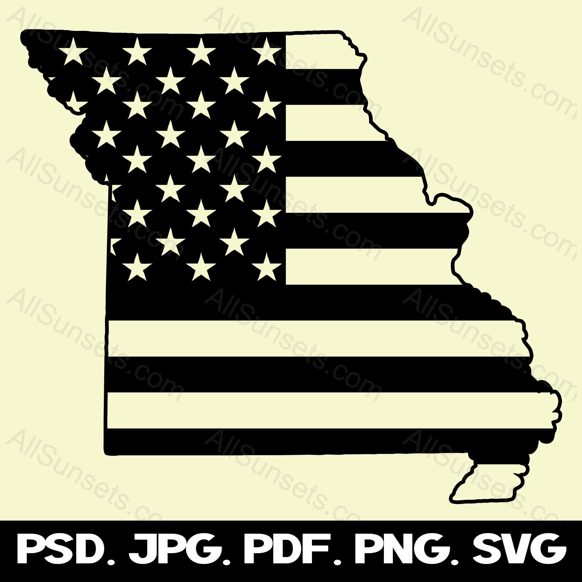 Missouri State Shape American Flag Svg Png Jpg Psd Pdf File Types ...