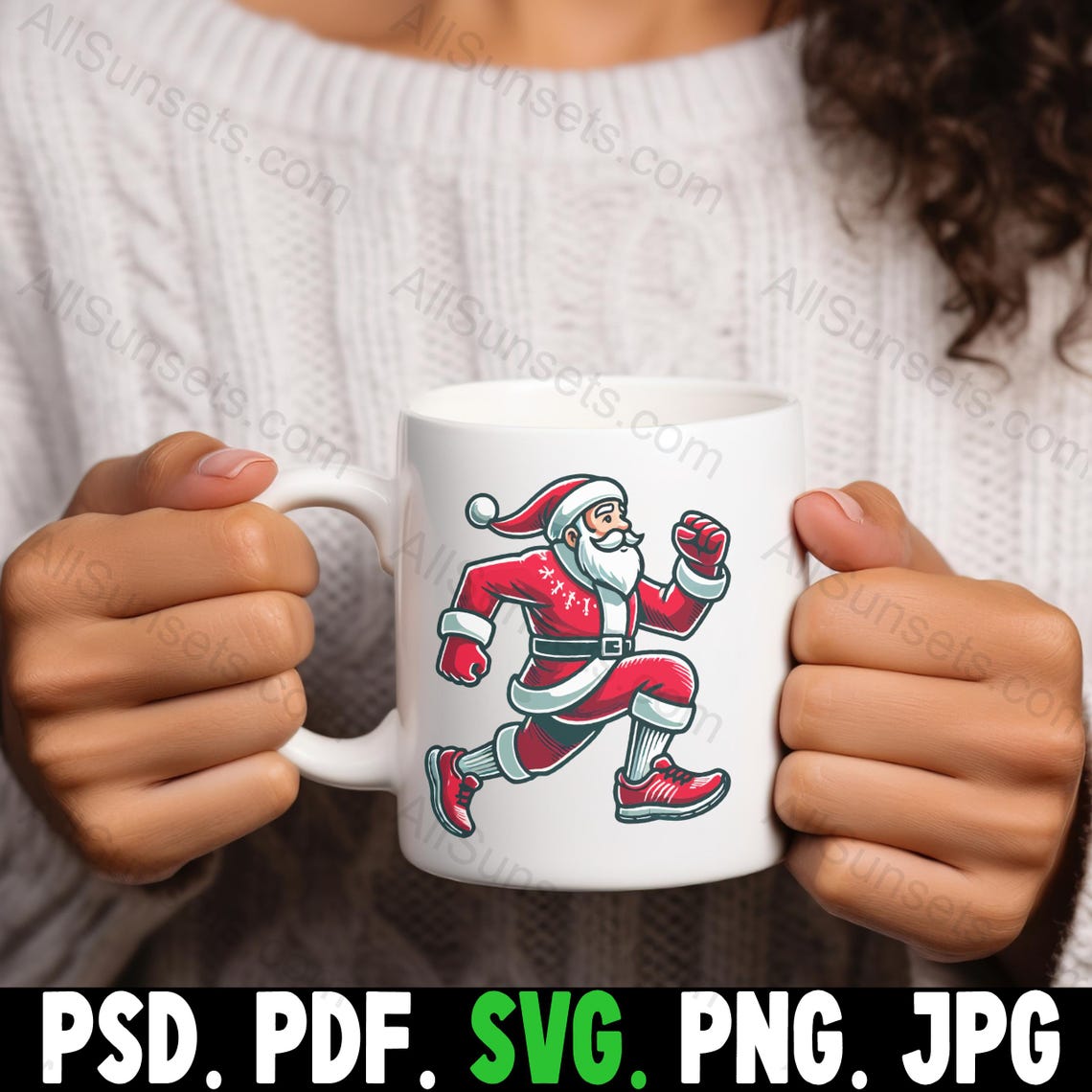 Santa Running Clipart Svg Png Jpg Pdf Psd File Types Christmas Holiday ...