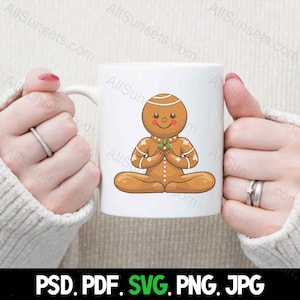 Gingerbread Man Cookie Sitting Yoga Pose Christmas Yuletide Clipart Svg ...