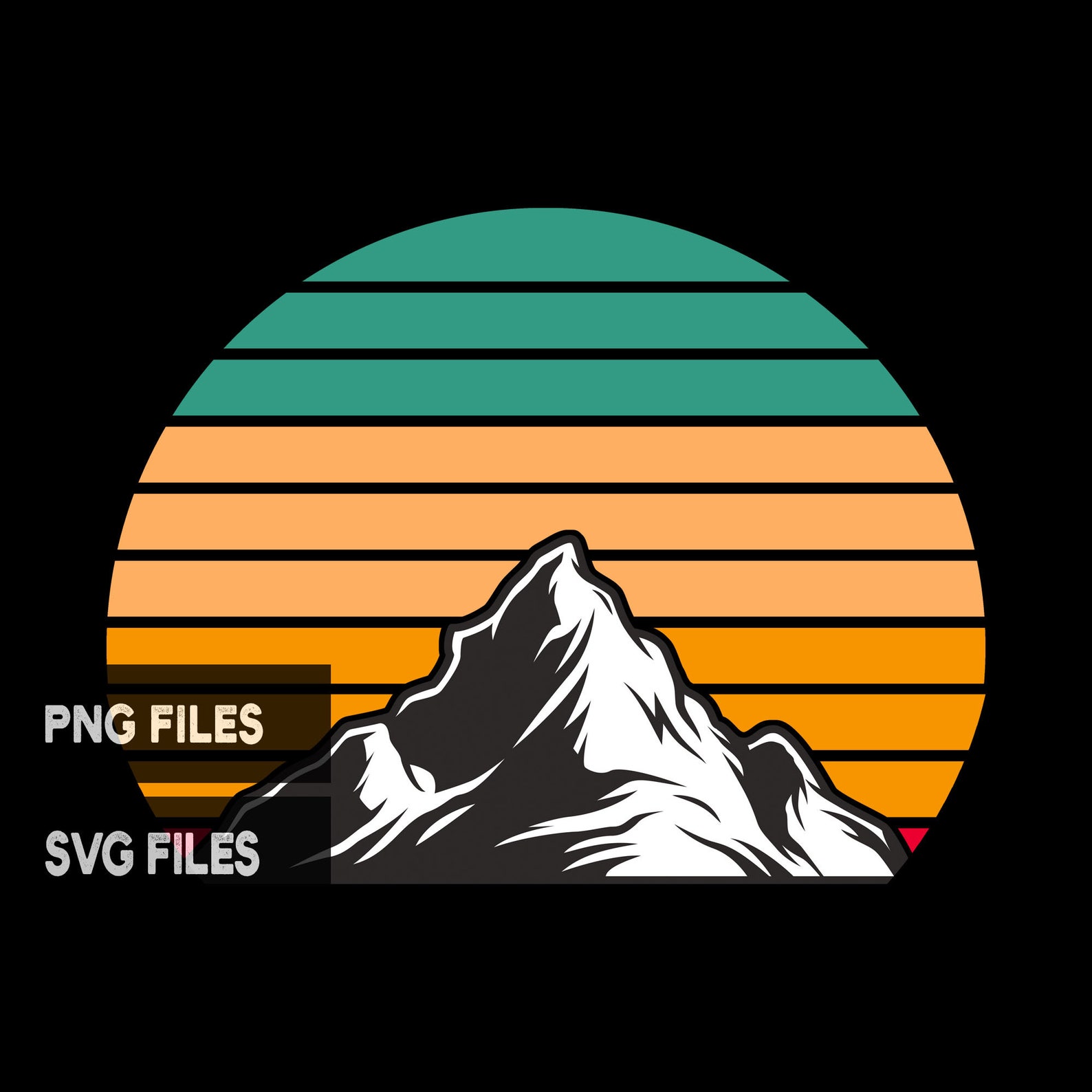 Mountain Retro Sunset PNG and SVG Cut File Clipart Vintage Commercial ...