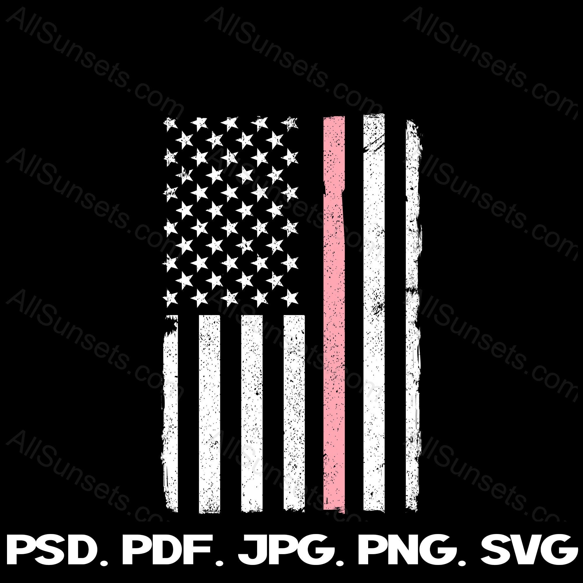 Thin Pink Line American Flag Svg Png Jpg Pdf Psd File Types Breast ...