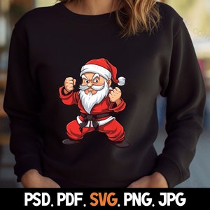 Santa Claus Martial Arts Christmas Clipart Svg Png Pdf Psd Jpg File ...