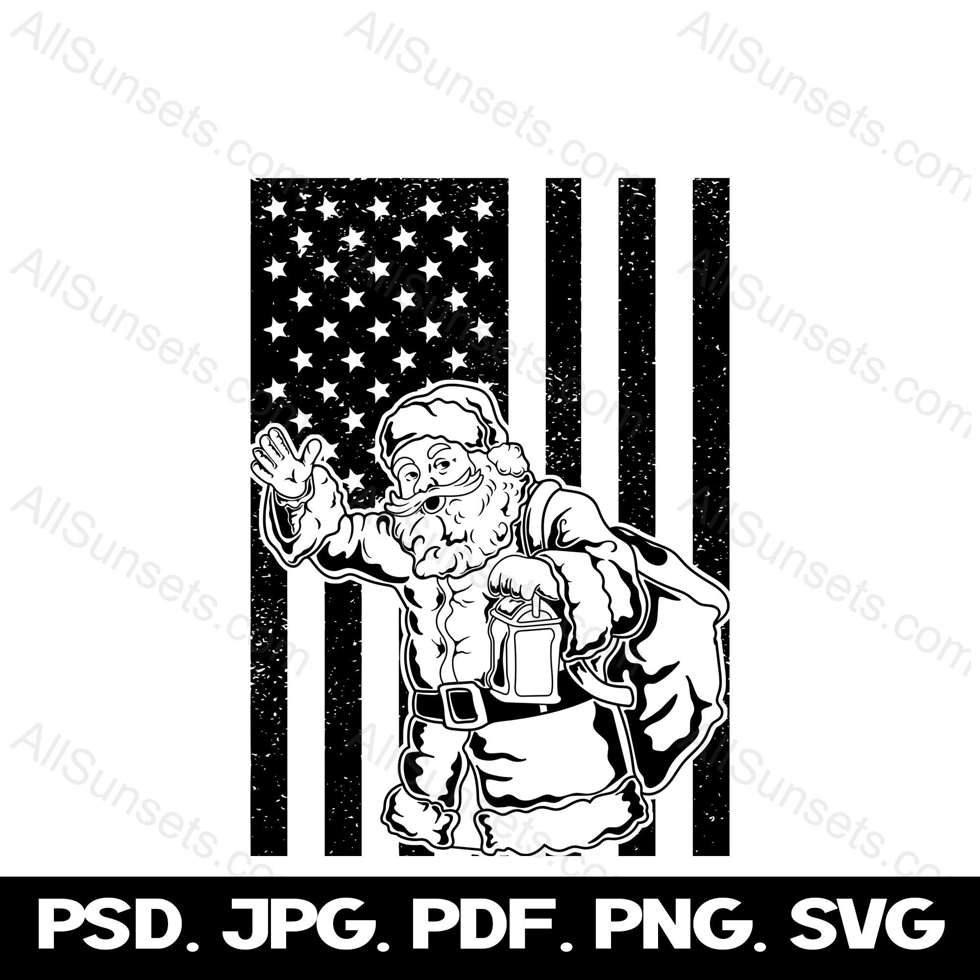 Santa American Flag Svg Png Jpg Pdf Psd File Types Waving - Etsy Ireland