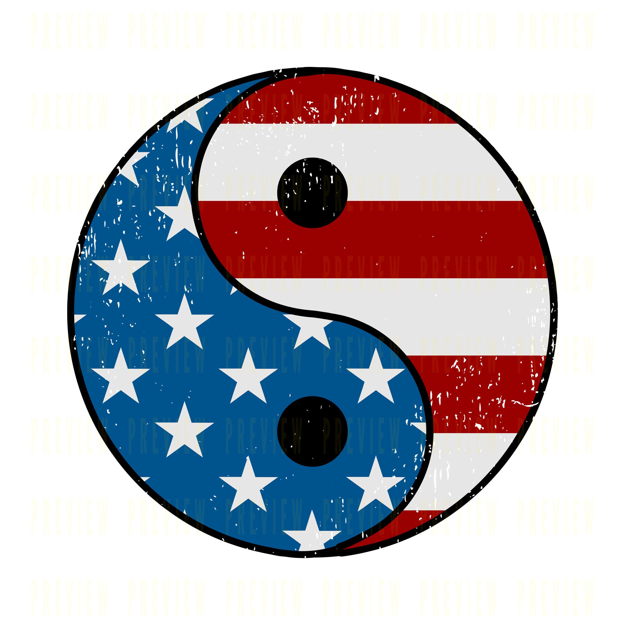 Yin Yang American Flag Distressed Svg Png Jpg Pdf Psd File Types ...
