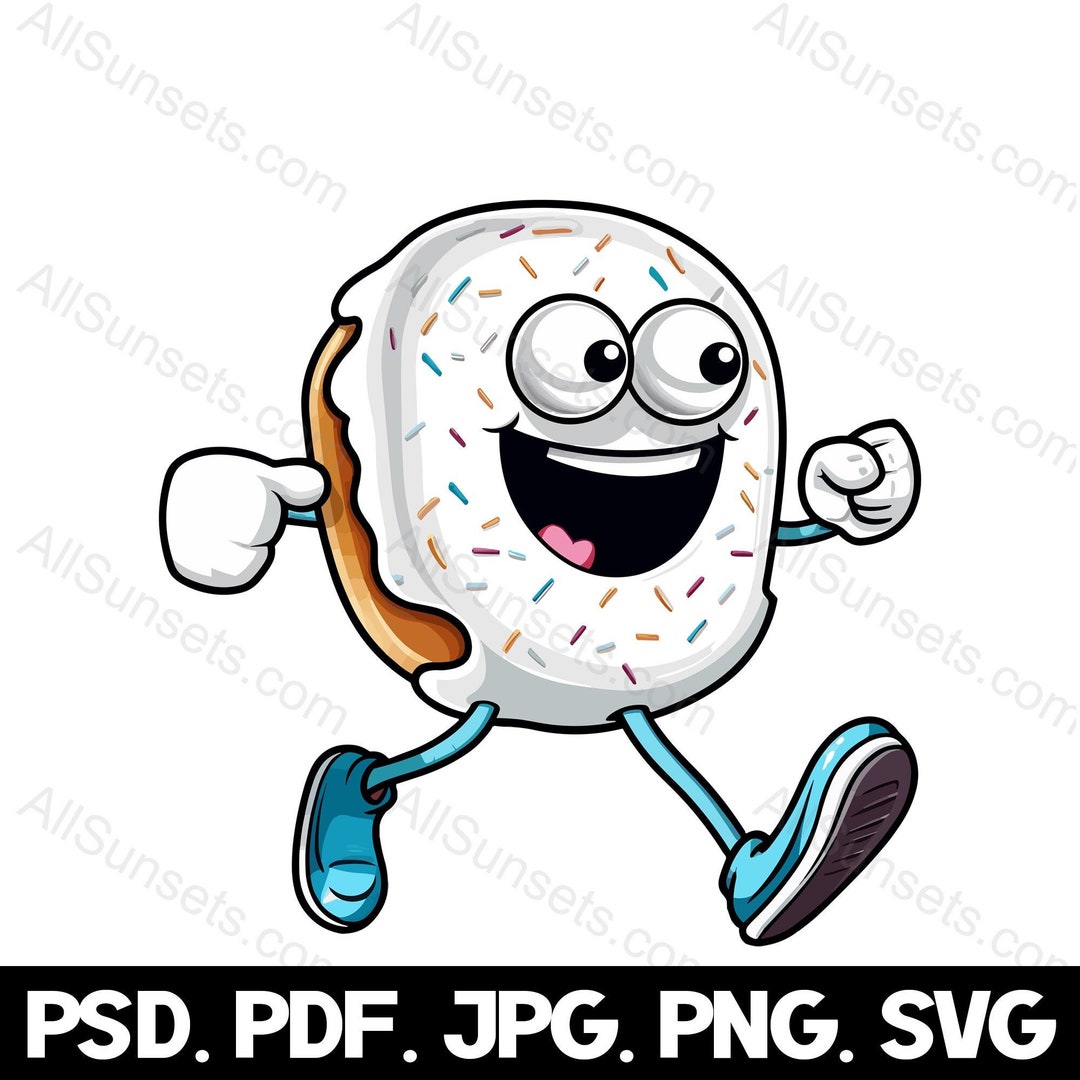 Frosted Donut Jogging Svg Png Pdf Psd Jpg File Types Exercise Doughnut ...