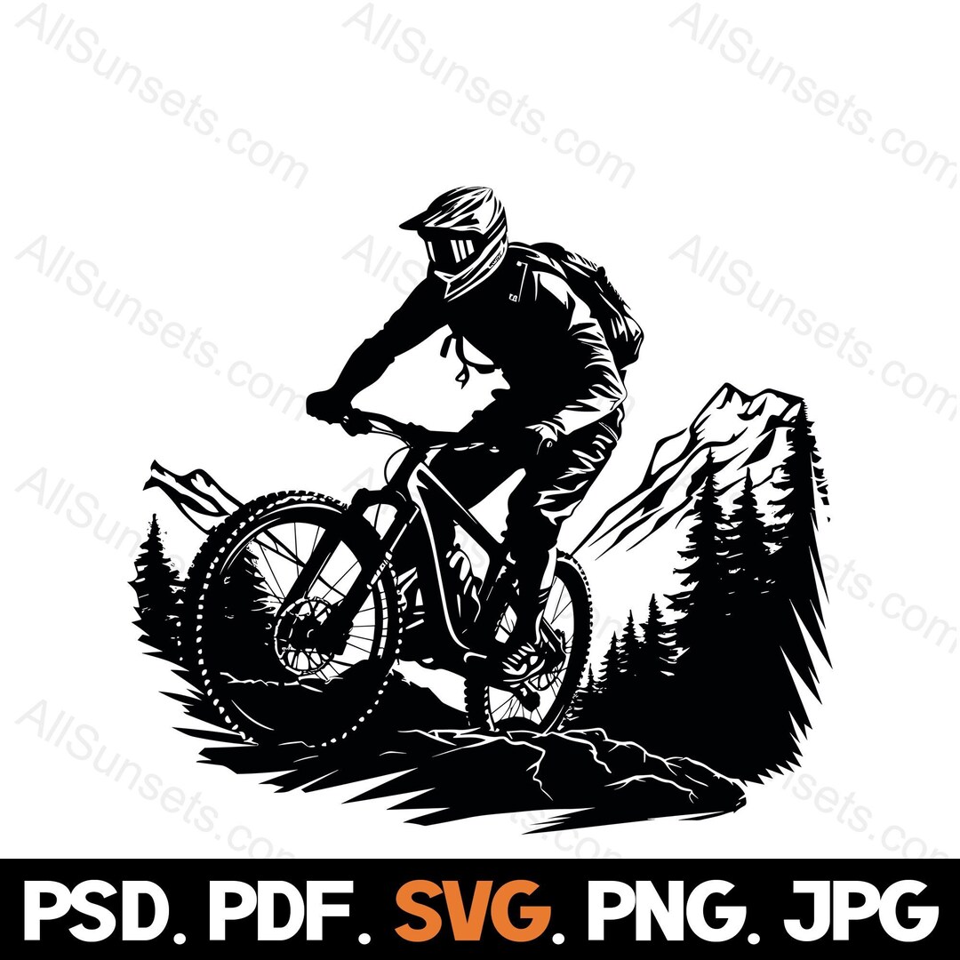 Mountain Biking Silhouette Svg Png Jpg Pdf Psd File Types Cycling Bike ...