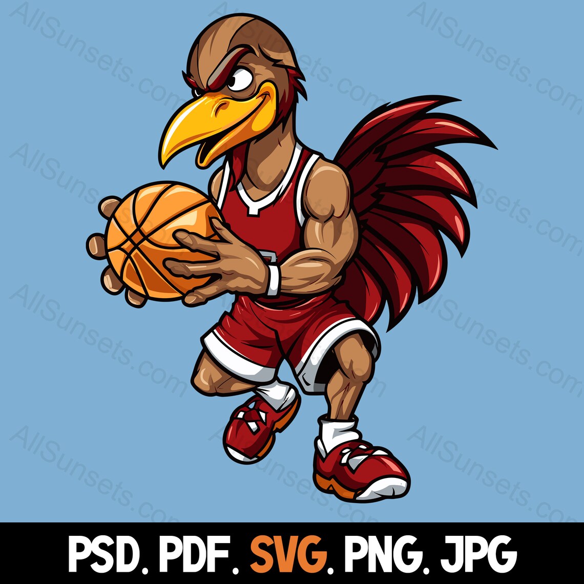 Turkey Basketball Player Thanksgiving Clipart Svg Png Pdf Psd Jpg File ...
