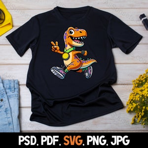 T-rex Dinosaur Jogging Svg Png Pdf Psd Jpg File Types Running Half ...