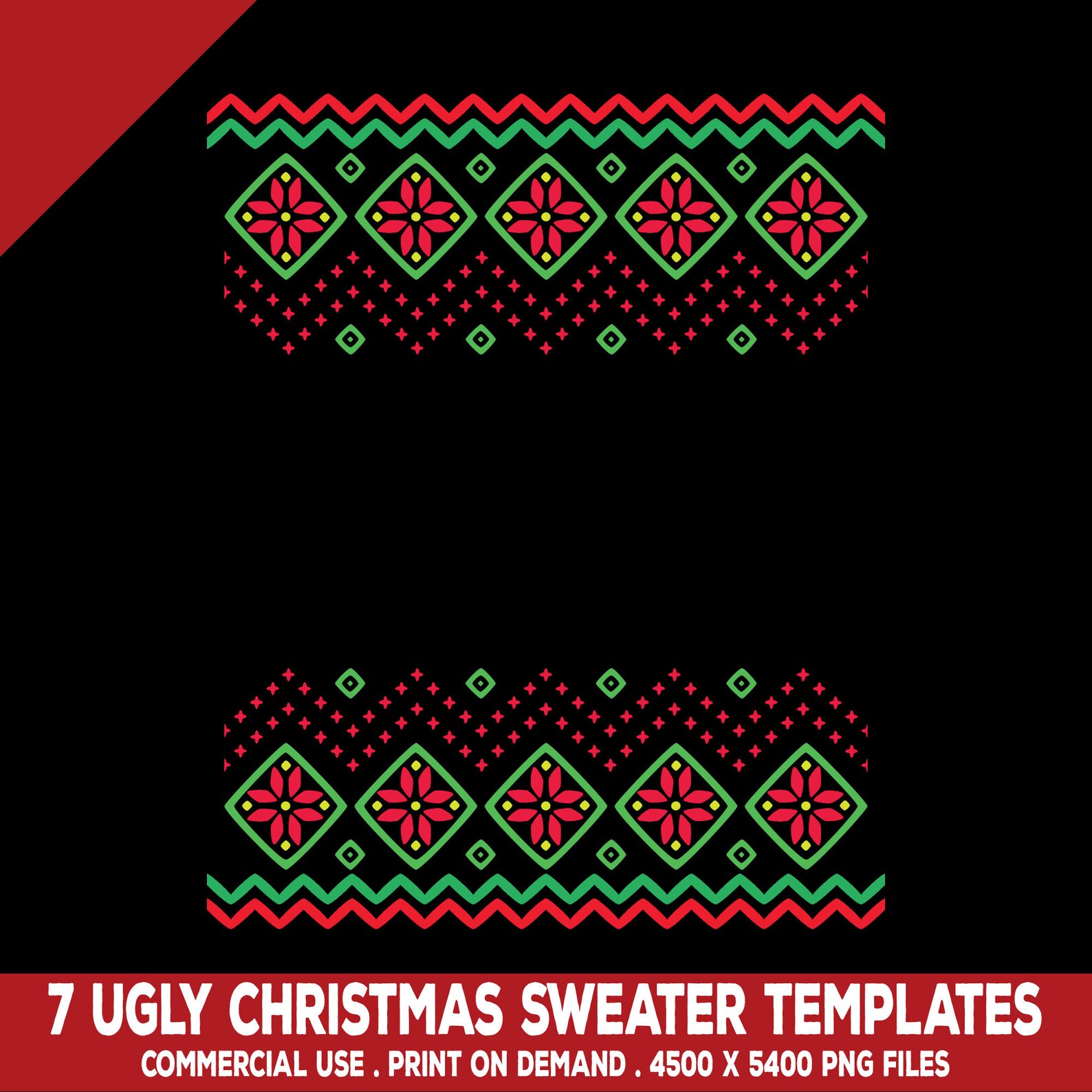 Ugly Christmas Sweater Clipart - Package #2 - 7 Xmas Tacky Templates ...