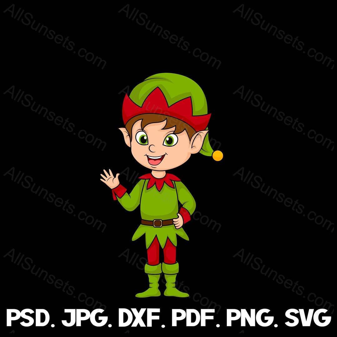 Elf Christmas Santa's Helper Svg Png Pdf Psd Jpg Dxf File Type Cute ...
