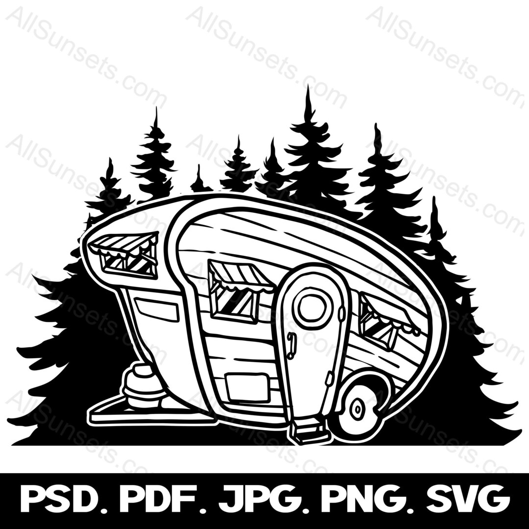 Old Cute Camper in the Woods Svg Png Jpg Psd Pdf File Types Clipart ...