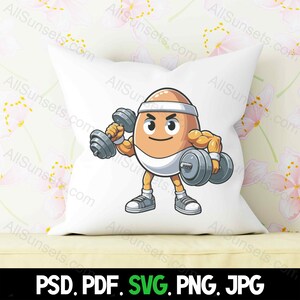 Egg Character Weightlifting Svg Png Pdf Psd Jpg File Types Exercise ...