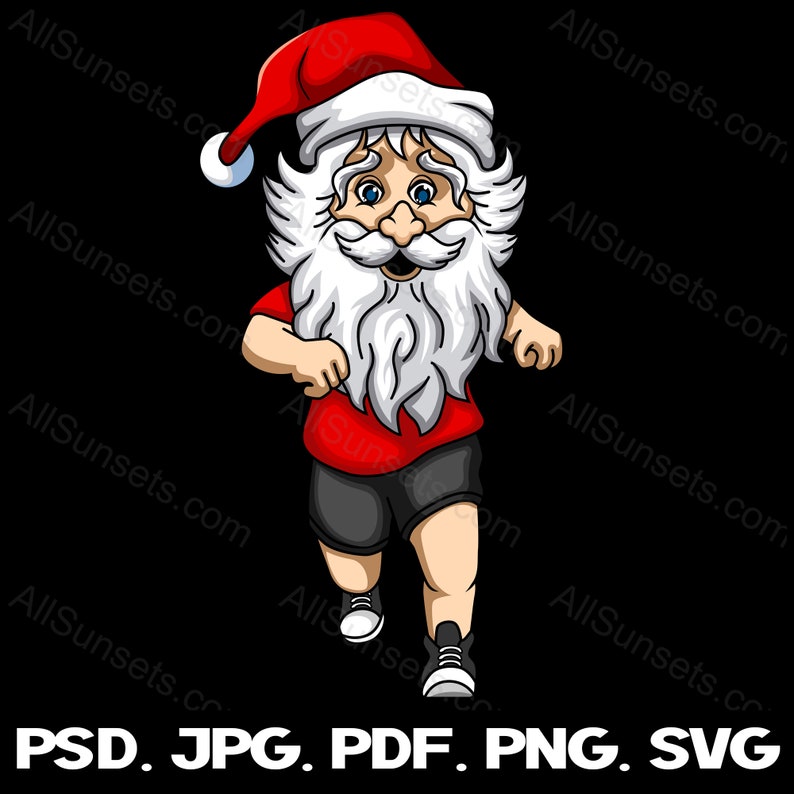 Santa Claus Jogging Svg Png Pdf Psd Jpg File Types Christmas - Etsy