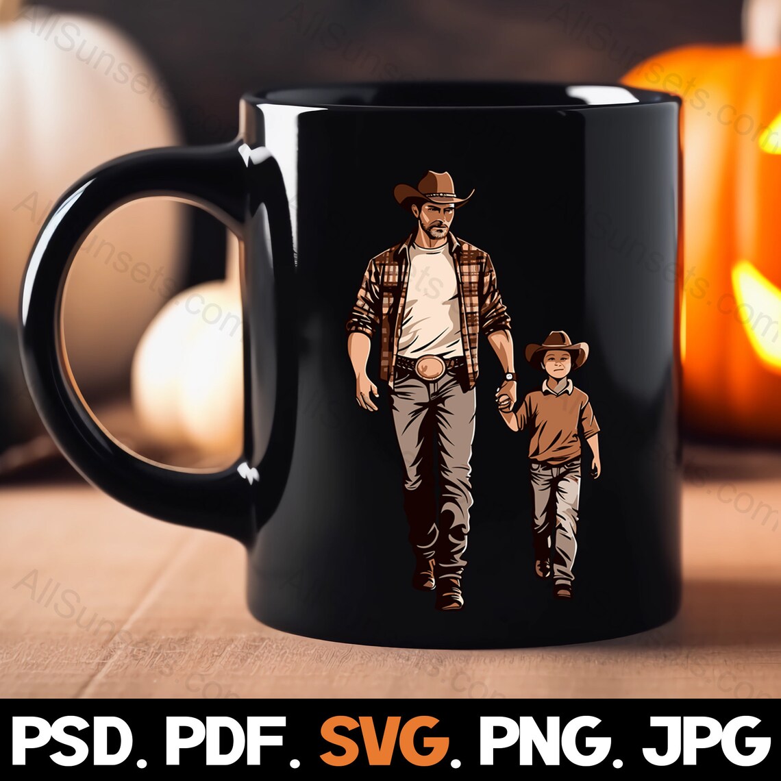Cowboy Father Son Svg Png Svg Jpg Psd File Types Dad Child Boy Male ...