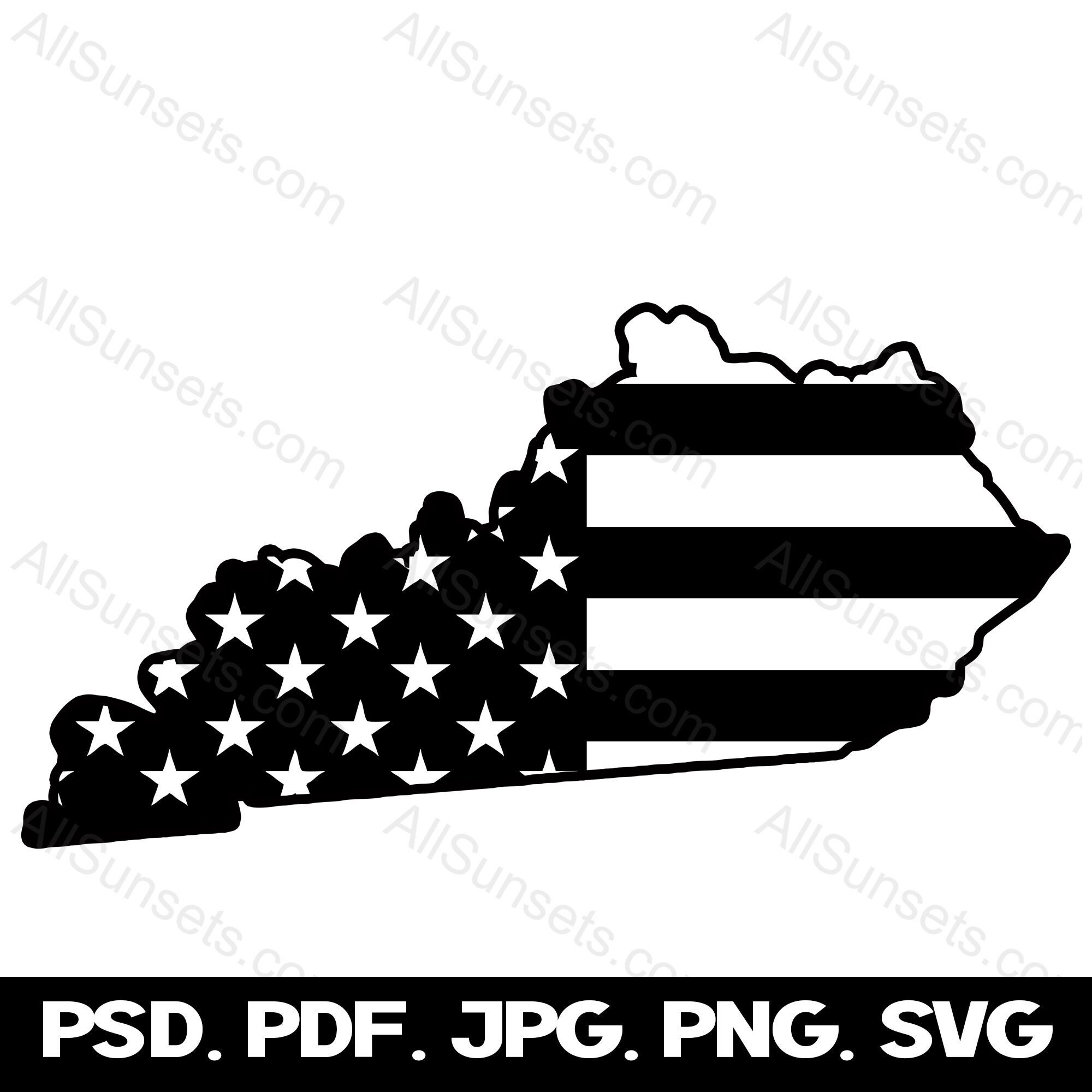 Kentucky State Shape American Flag Svg Png Jpg Psd Pdf File - Etsy