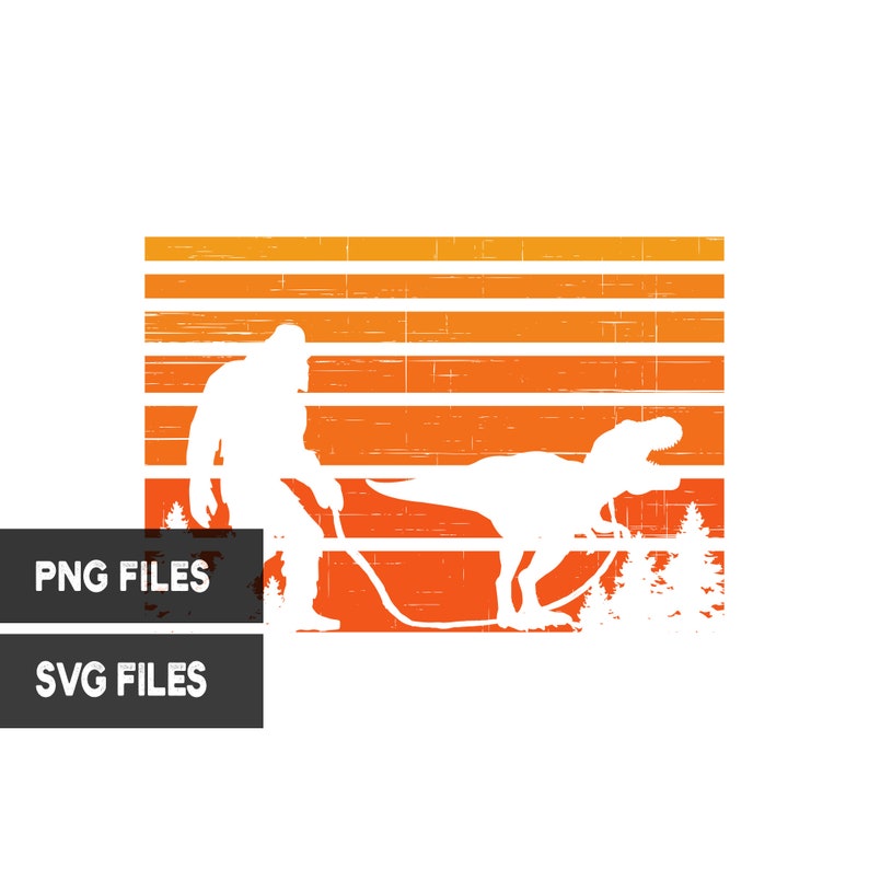 Bigfoot T-rex Retro Sunset PNG and SVG Cut File Sasquatch Yeti - Etsy