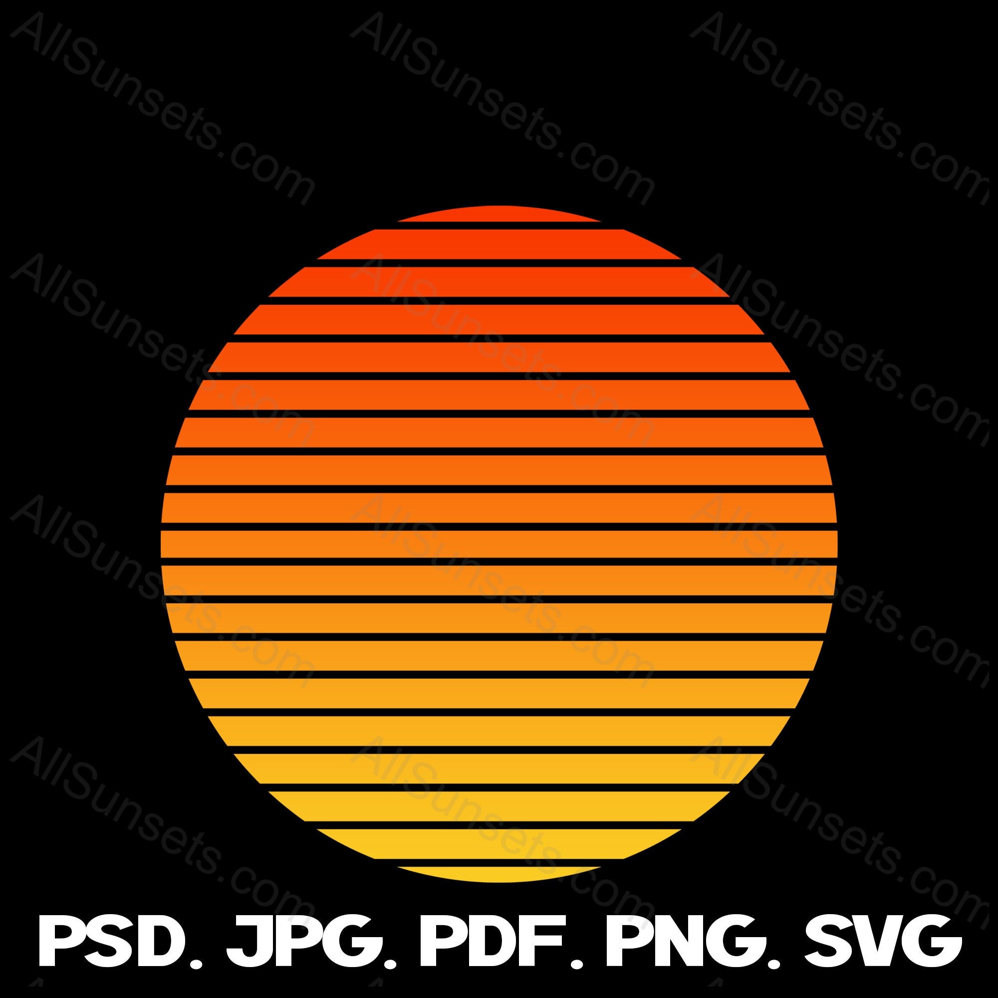 Retro Vintage Sunset PNG Clip Art Sun Color Gradient Palette Instant ...