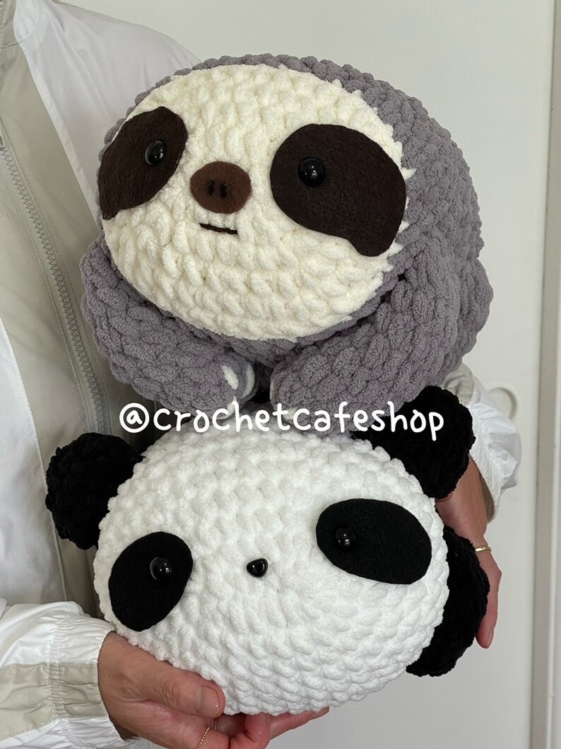 Squishy Sloth and Panda Squishmallow Crochetmallow • Handmade Crochet ...