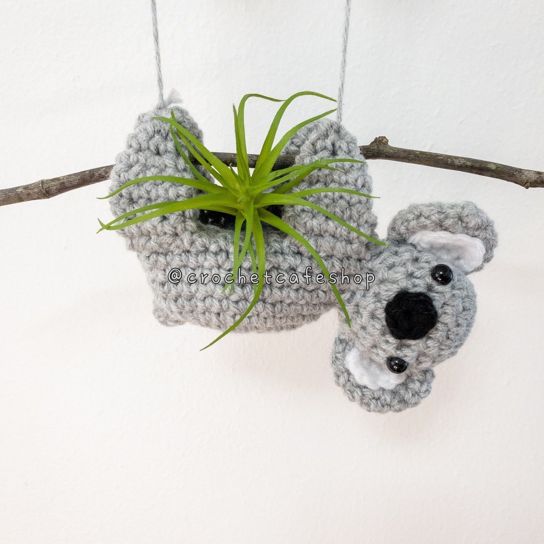 Decorative Koala Bear Crochet Air Plant Hanging Basket • Handmade ...