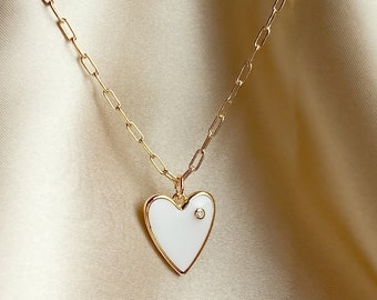 Enamel Heart Pendant - Etsy