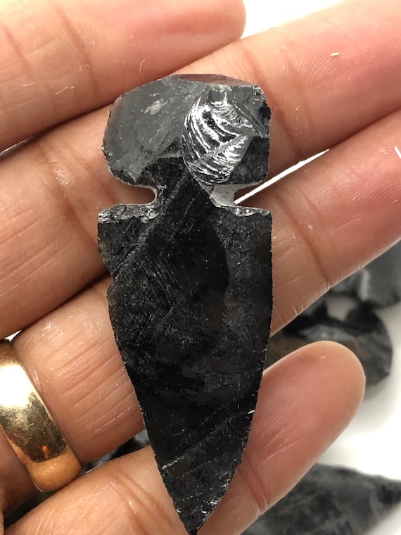 Apache Tear Arrowhead Black Obsidian | Etsy