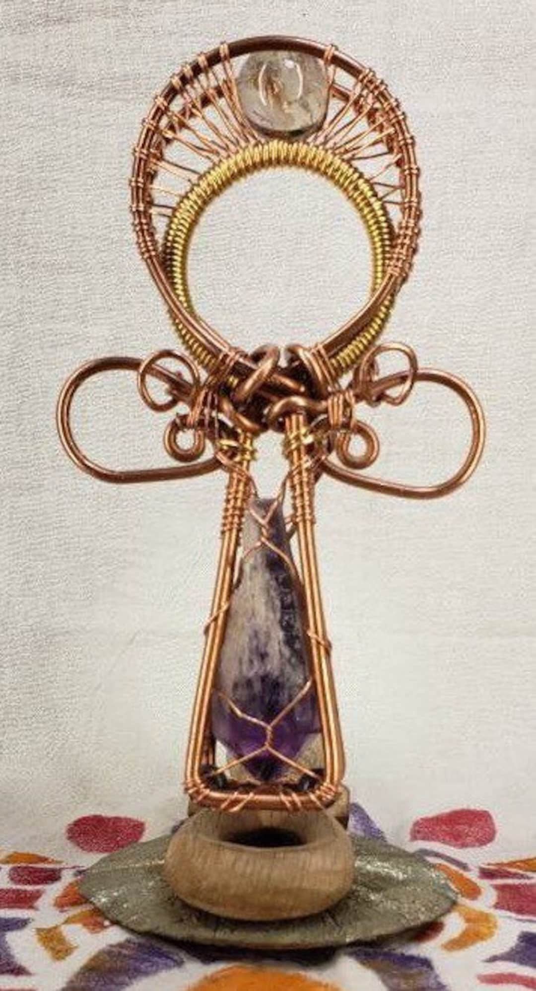Third Eye Opener Ankh Crystal Amethyst With Clear Crystal Sphere by ...
