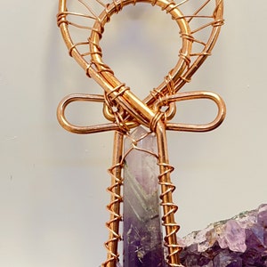 Amethyst Crystal Copper Wirewrapped POCKET Ankh - Etsy