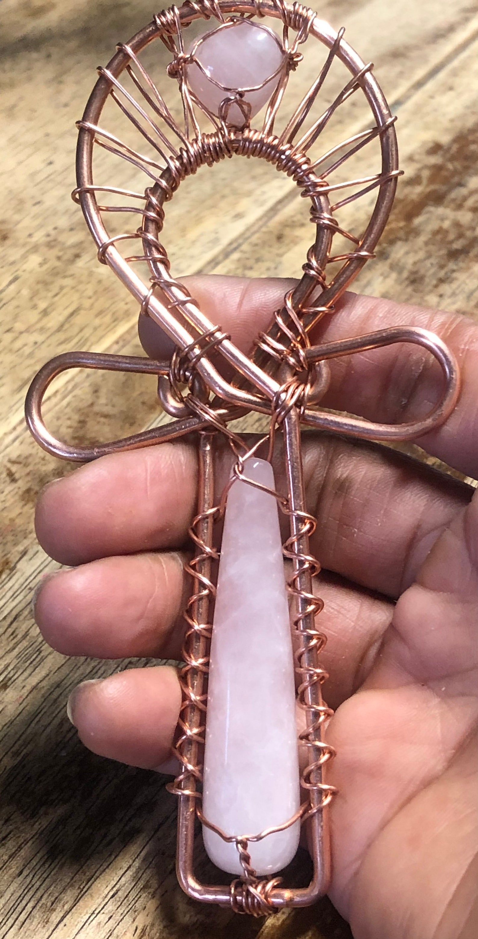 Rose Quartz Wand and Heart Copper Pocket Ankh 5 1/2 X 2 1/2 - Etsy