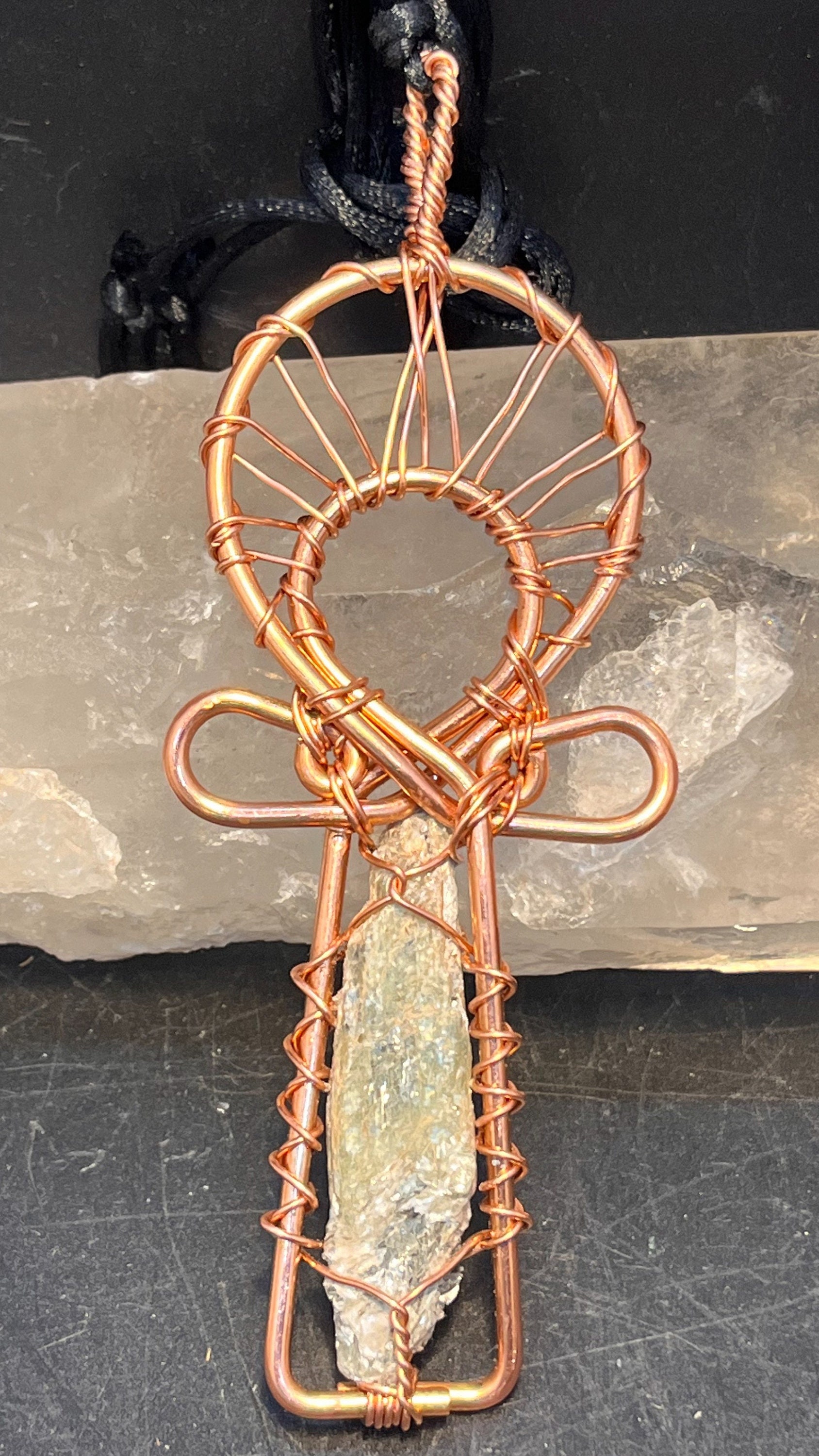 Green Kyanite Copper Ankh Necklace Pendant - Etsy