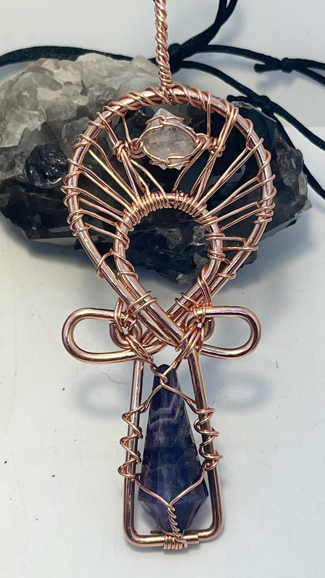 Amethyst and Moroccan Herkimer Diamond Double Terminates Crystal Copper ...