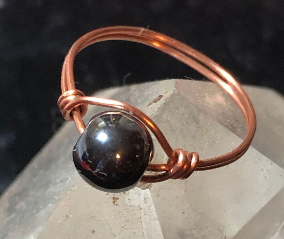 Shungite Bead Ring Copper or Brass - Etsy