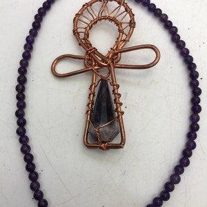 17 Inch Amethyst Necklace With Amethyst Vogel Ankh Pendant Copper ...