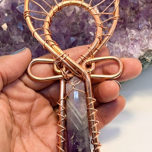 Amethyst Crystal Copper Wirewrapped POCKET Ankh - Etsy