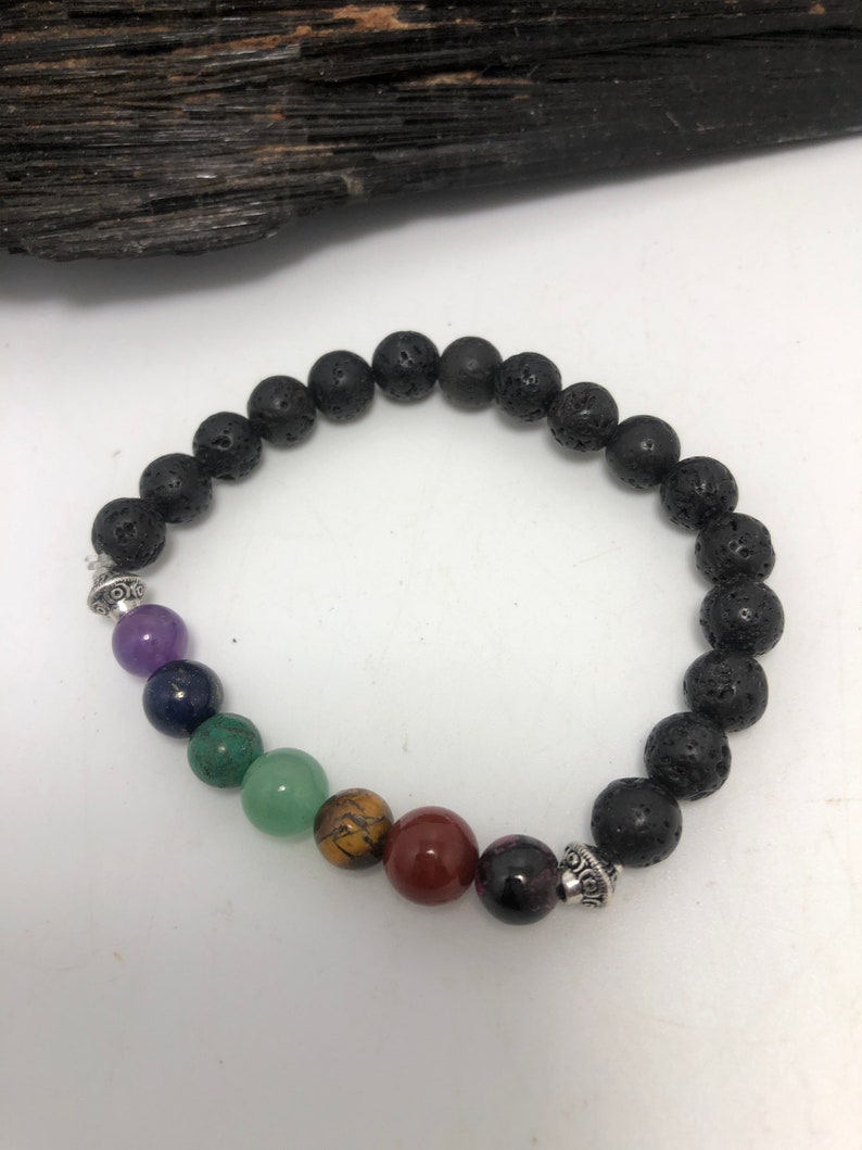 Lava Rock Chakra Stretchy Bracelet by Infinite Treasures, LLC - Etsy