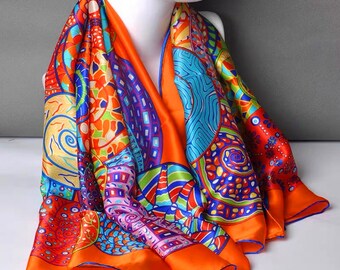Orange Silk Scarf - Etsy