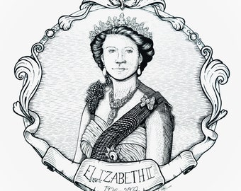 Queen Elizabeth II Framed Print Portrait,, British Queen Framed Print ...