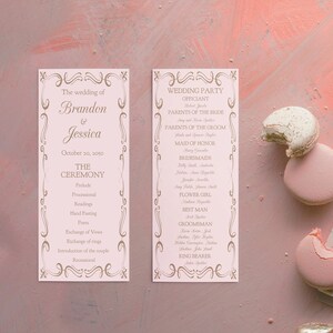 Pink French Inspired Wedding Program Template, Pink Wedding, Wedding ...