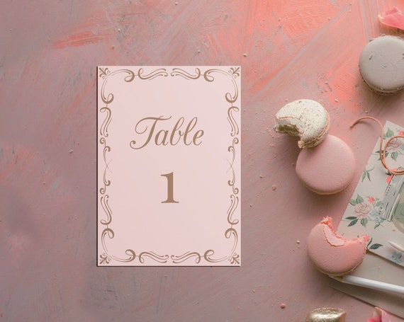 French Inspired Editable Table Number Template Pink | Etsy
