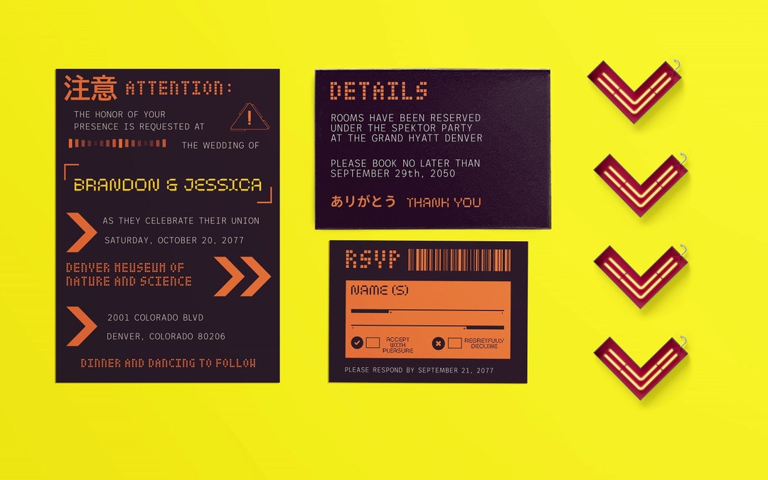 Cyberpunk Wedding Invitation Suite Template/sci Fi Wedding - Etsy